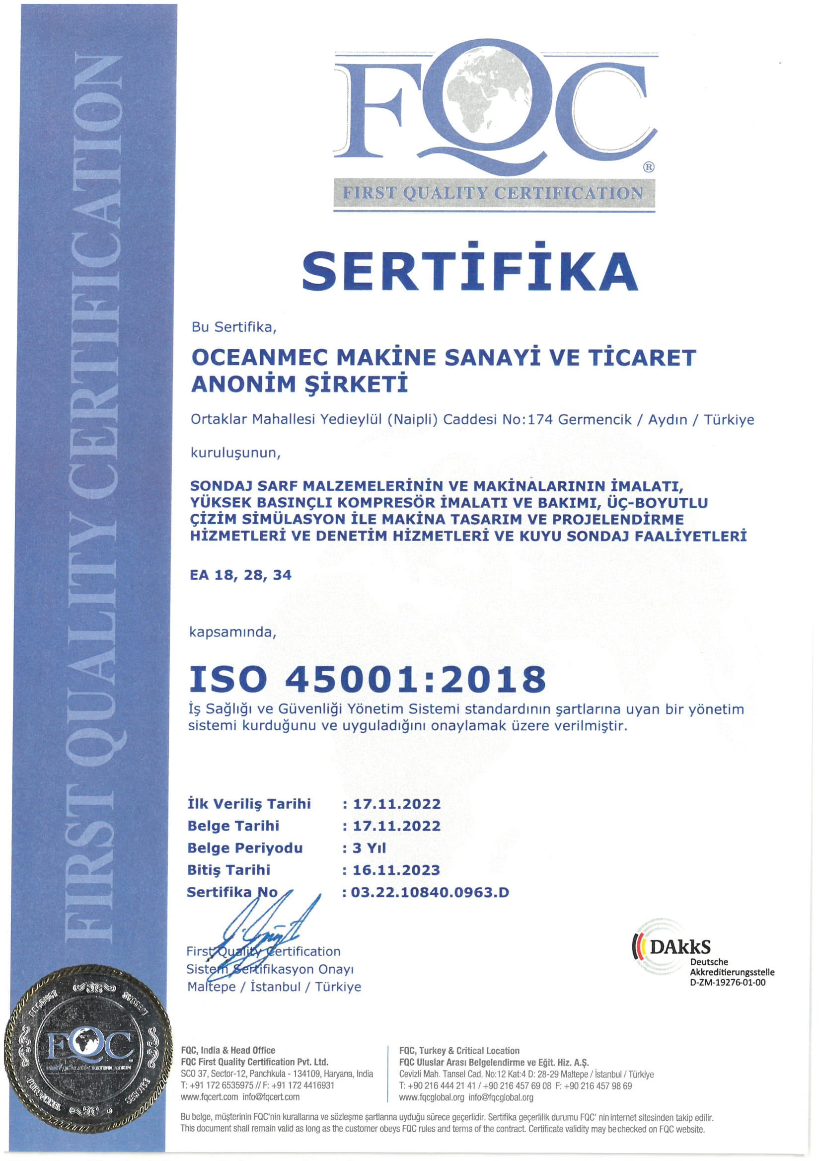 Sertifikalar - Oceanmec